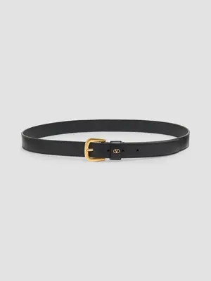Valentino Garavani Vlogo Signature Belt In Shiny Calfskin 25mm - Black