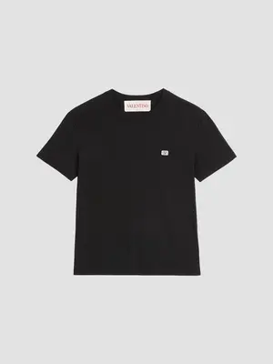 Valentino Garavani Cotton T-shirt With Vlogo Patch Black