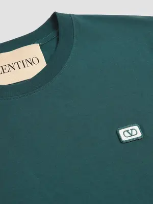 Valentino Garavani Cotton T-shirt With Vlogo Patch - Dark Green