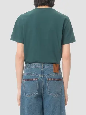 Valentino Garavani Cotton T-shirt With Vlogo Patch - Dark Green
