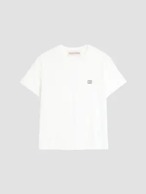 Valentino Garavani Cotton T-shirt With Vlogo Patch Ivory