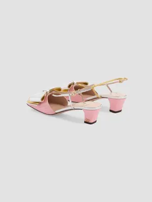 Valentino Garavani Bowow 45mm Slingback Pumps In Moire Fabric - Pink Multi