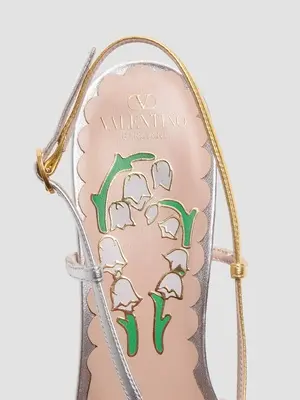 Valentino Garavani Bowow 45mm Slingback Pumps In Moire Fabric - Pink Multi
