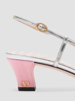 Valentino Garavani Bowow 45mm Slingback Pumps In Moire Fabric - Pink Multi