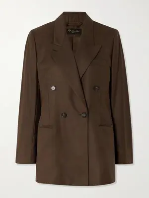Loro Piana Oversized Double-breasted Virgin Wool Blazer - Brown