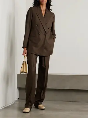 Loro Piana Oversized Double-breasted Virgin Wool Blazer - Brown