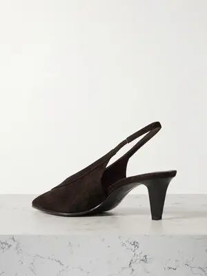 Loro Piana Rebecca Suede Slingback Pumps - Brown
