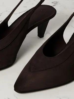 Loro Piana Rebecca Suede Slingback Pumps - Brown