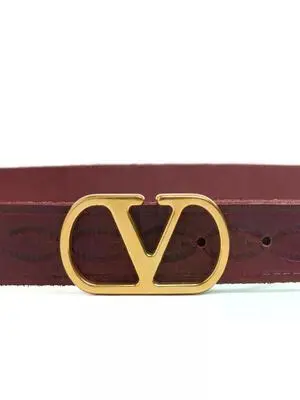 Valentino Garavani Vlogo Signature Leather Belt - Red