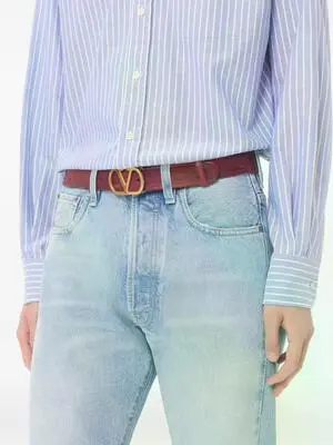 Valentino Garavani Vlogo Signature Leather Belt - Red