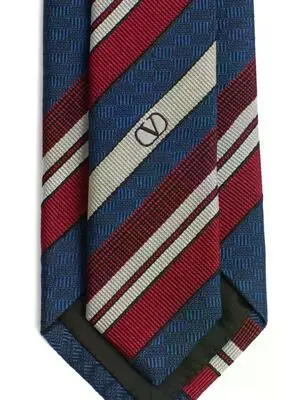 Valentino Garavani Striped Silk Neck Tie - Blue