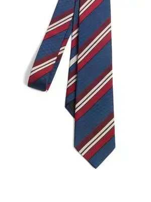 Valentino Garavani Striped Silk Neck Tie - Blue