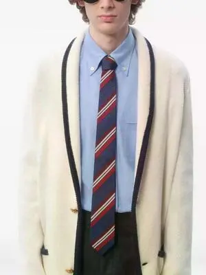 Valentino Garavani Striped Silk Neck Tie - Blue