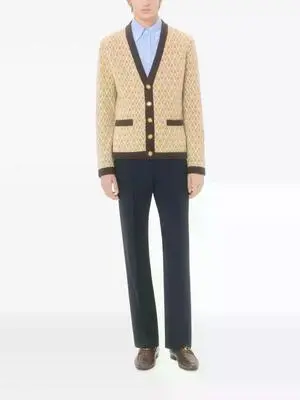 Valentino Garavani Toute La V Jacquard Wool Cardigan - Neutrals