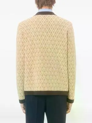 Valentino Garavani Toute La V Jacquard Wool Cardigan - Neutrals