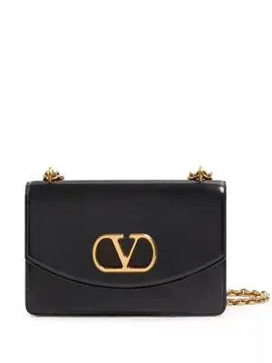 Valentino Garavani Vain Shoulder Bag In Shiny Calfskin - Black