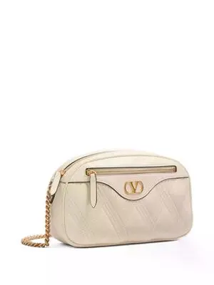 Valentino Garavani Quilted Lambskin Shoulder Bag With Vlogo Signature - Neutrals