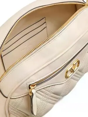 Valentino Garavani Quilted Lambskin Shoulder Bag With Vlogo Signature - Neutrals