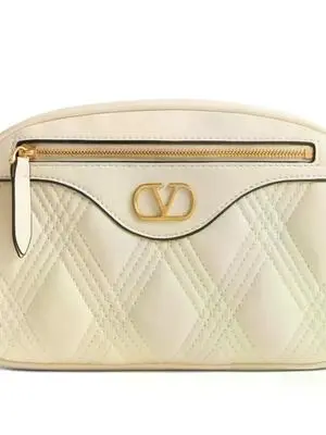 Valentino Garavani Quilted Lambskin Shoulder Bag With Vlogo Signature - Neutrals