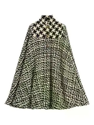 Valentino Garavani Houndstooth Tweed Cape - Black