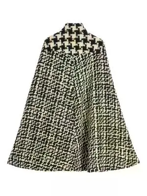 Valentino Garavani Houndstooth Tweed Cape - Black