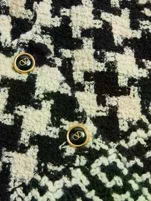 Valentino Garavani Houndstooth Tweed Cape - Black