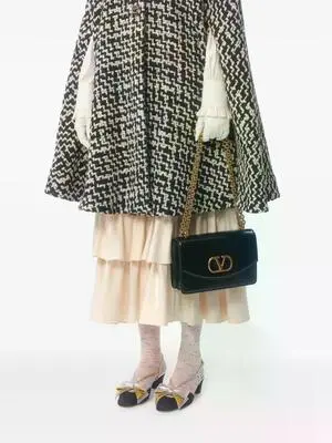 Valentino Garavani Houndstooth Tweed Cape - Black