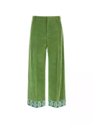 Valentino Garavani Velvet Jacquard-hem Trousers - Green