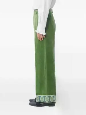 Valentino Garavani Velvet Jacquard-hem Trousers - Green