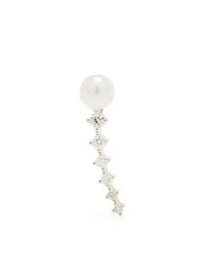 Mizuki 14k Yellow Pearl Diamond Drop Earrings - Gold