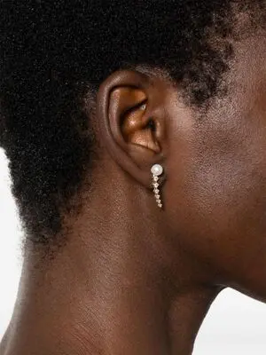 Mizuki 14k Yellow Pearl Diamond Drop Earrings