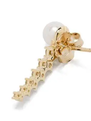 Mizuki 14k Yellow Pearl Diamond Drop Earrings