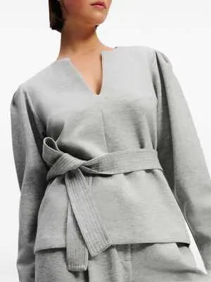 Karl Lagerfeld V-neck Belted Sweatshirt