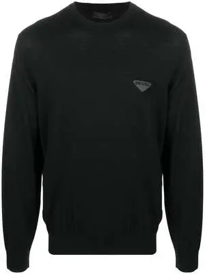 トップス 22AW PRADA pullover big logo parker S Prada Logo Knitted Jumper - Black | Editorialist 22AW PRADA