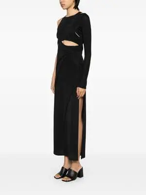 YEHUAFAN Asymmetric Sleeves Long Dress