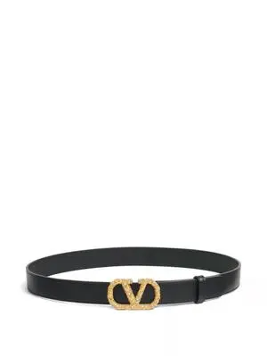 Valentino Garavani 30mm Vlogo Signature Leather Belt - Black