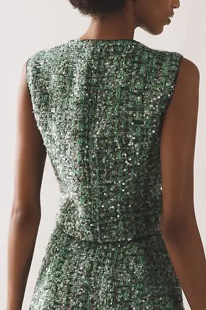Maeve Sequin Tweed Vest Top