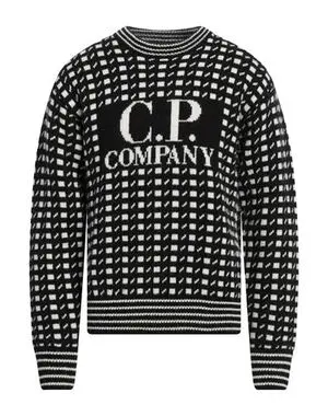 C.P. COMPANY Virgin Wool Jacquard Knit Sweater - Black