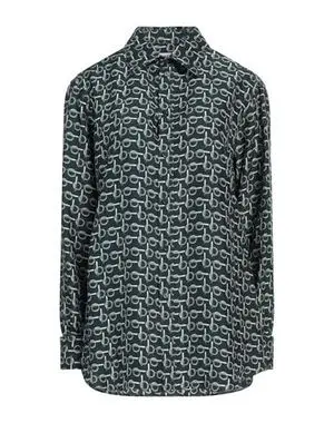Burberry Long Sleeve Multicolor Silk Shirt - Green