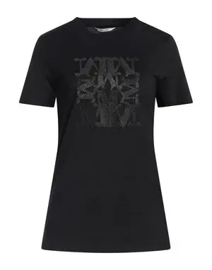 Max Mara Cotton T-shirt With Appliqués And Embroidery - Black