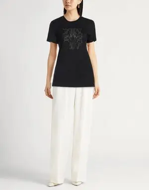 Max Mara Cotton T-shirt With Appliqués And Embroidery - Black