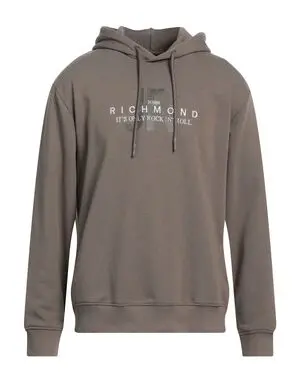 John Richmond Fleece Embroidered Logo Hoodie - Beige