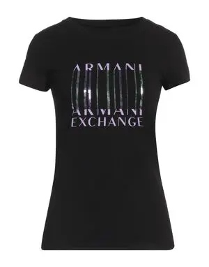Armani Exchange Cotton Elastane Sequined Logo Print T-shirt