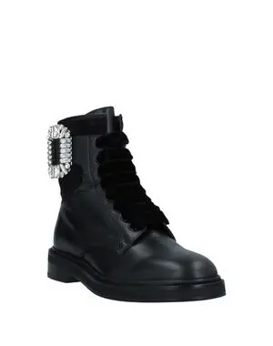 ROGER VIVIER Leather Embellished Lace-up Ankle Boots