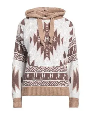 GAËLLE PARIS Knitted Multicolor Hooded Sweater - Brown