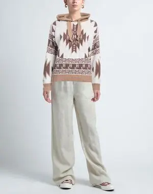 GAELLE PARIS Knitted Multicolor Hooded Sweater - Brown