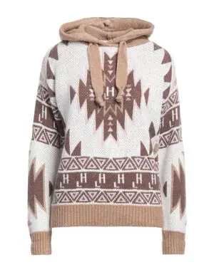 GAELLE PARIS Knitted Multicolor Hooded Sweater - Brown