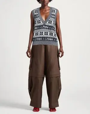 GANNI V-neck Two-tone Wool Blend Sweater Vest