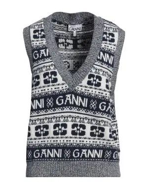 GANNI V-neck Two-tone Wool Blend Sweater Vest