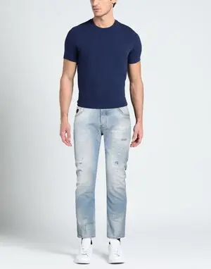 John Richmond Tapered Jeans With Leather Trims